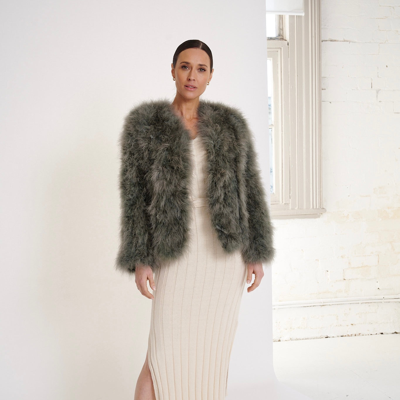 BIRDS OF A FEATHER - Angel Feather Jacket Moss – Lou Webb Collections